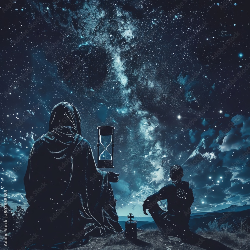 A chilling image of the Grim Reaper holding an hourglass, standing over ...