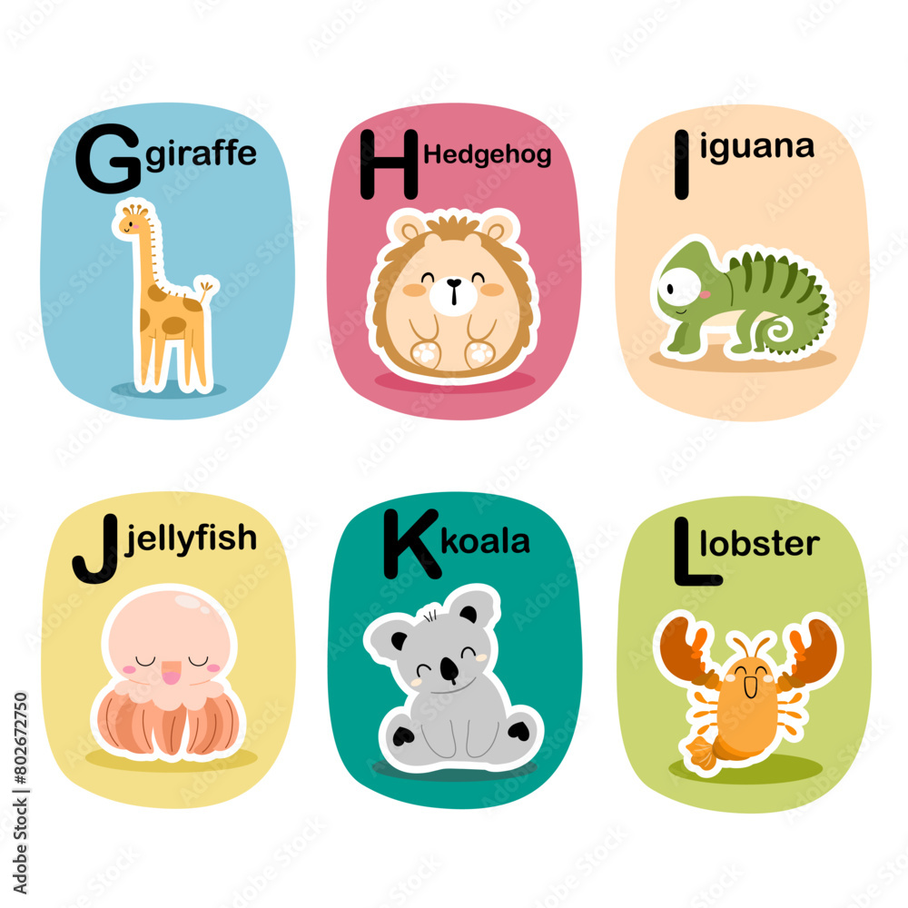 Alphabet cards for kids. Educational preschool learning ABC card with ...