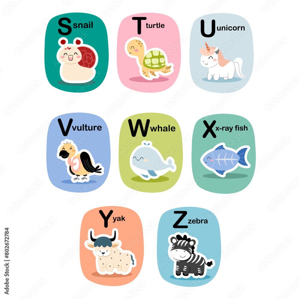 Alphabet cards for kids. Educational preschool learning ABC card with ...