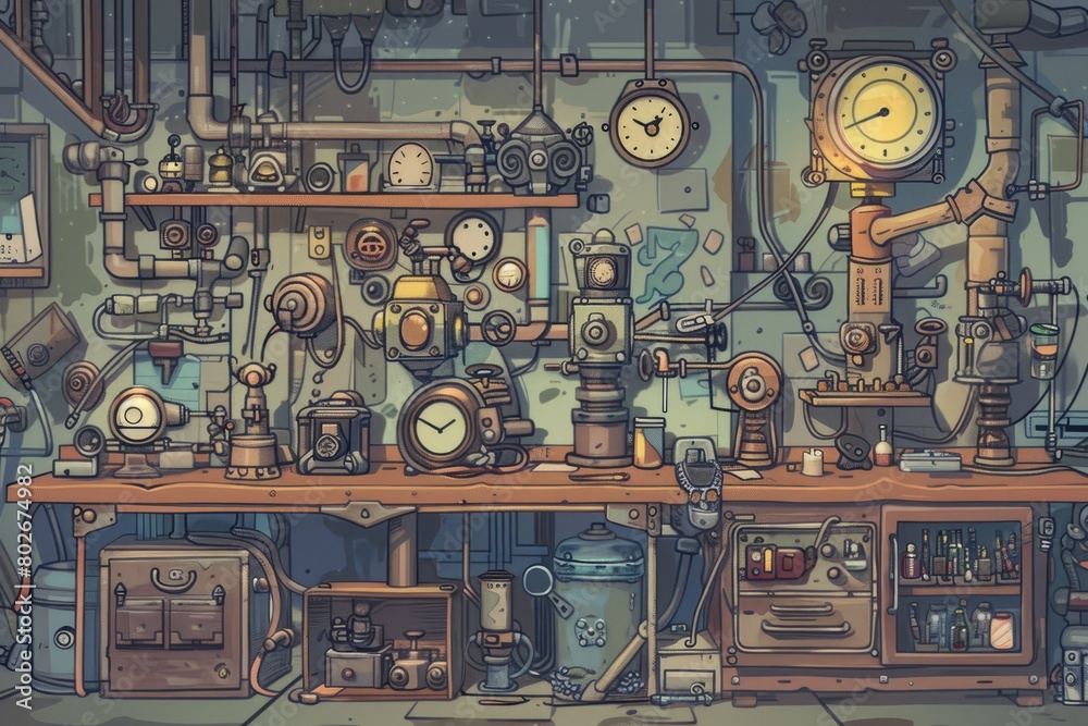 Stock-Illustration „Cartoon cute doodles of an eccentric steampunk ...