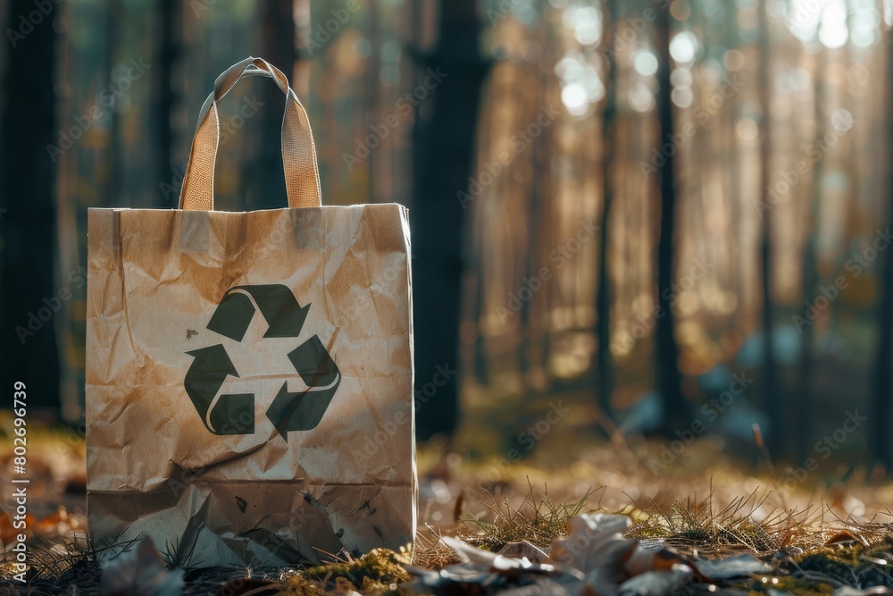 paper bag recycle symbol of deforestation Stock Photo | Adobe Stock