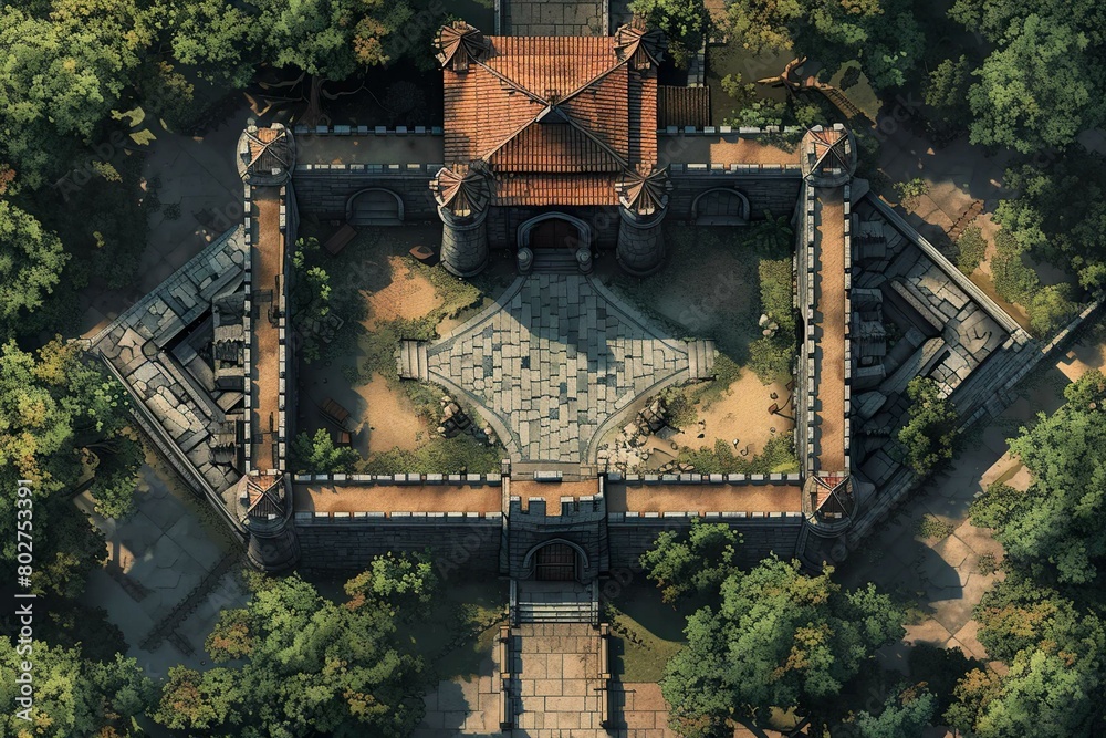 Ilustración de Stock DnD Battlemap castle, armory, battlemap, overhead ...