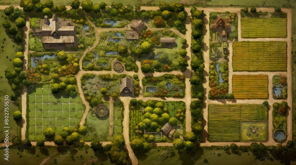 Ilustración de Stock DnD Battlemap Farm of the Elemental - A magical ...