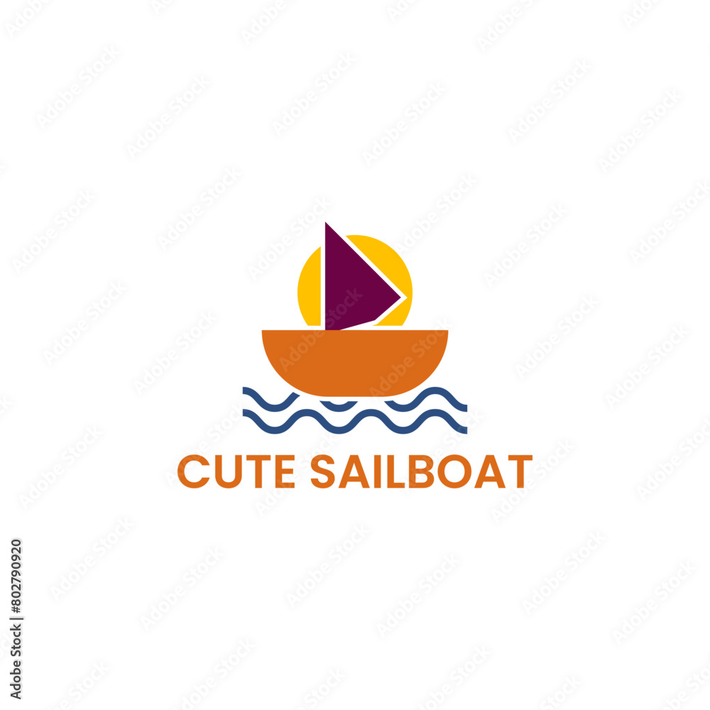 Logo Perahu Layar yang lucu menampilkan perahu layar yang menawan di ...