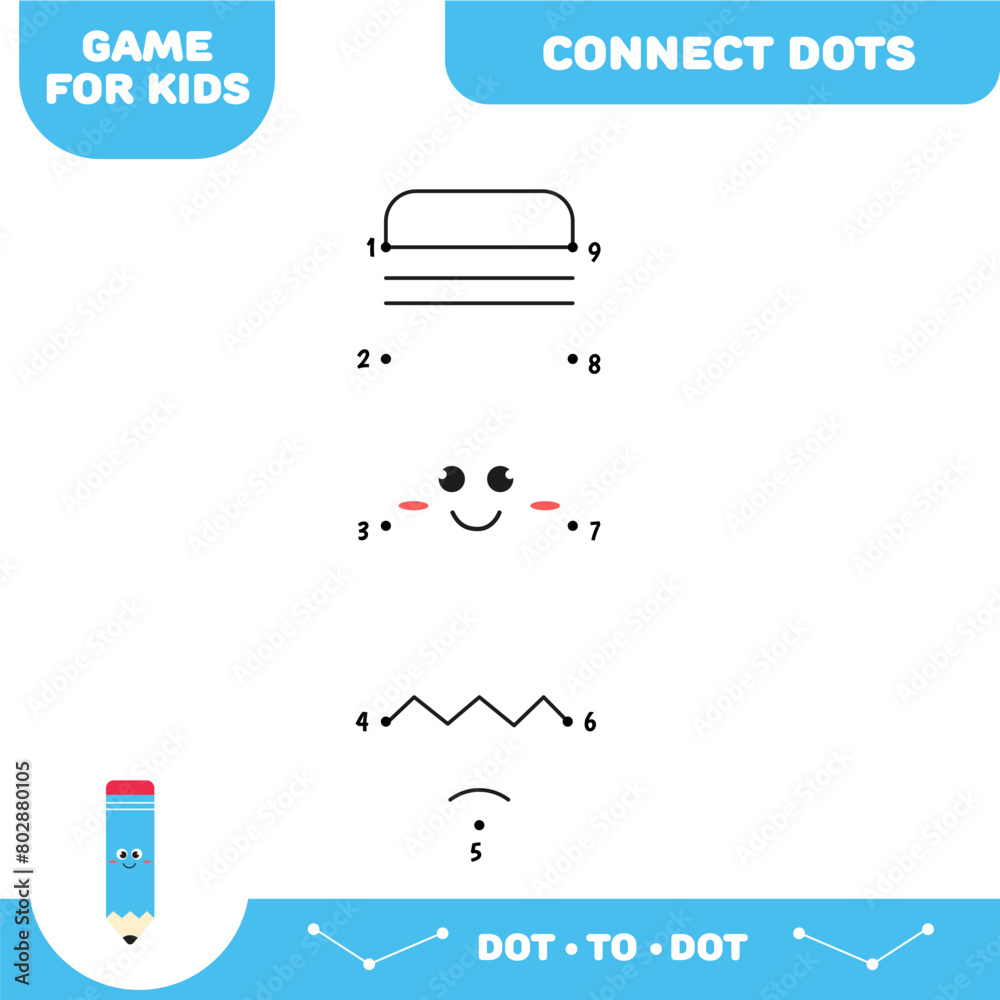 Dot to dot pencil educational game for preschool kids. Activity ...