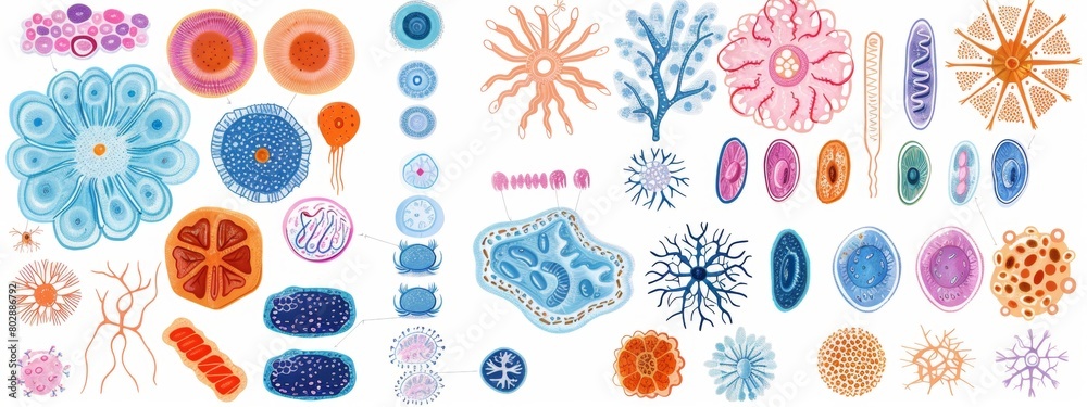 Charts showing the different types of plant and animal cells Stock ...