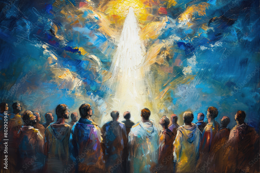 Stock-Illustration „Group of Disciples Gathering Around, the Ascension ...