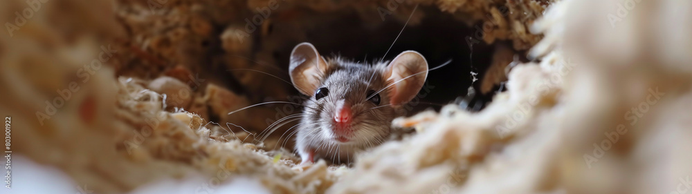 mouse in a hole in a wall representing the infestation of real estate ...