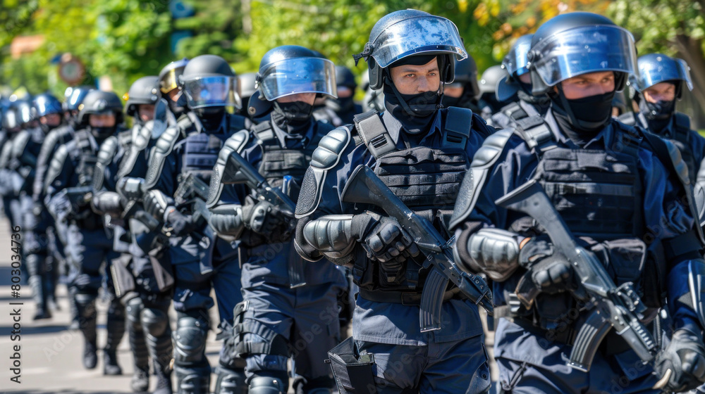 SWAT police force, officers armed with assault rifles Stock Photo ...