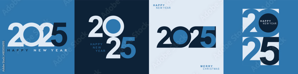 2025 typography design concept.Happy new year 2025 cover design with ...