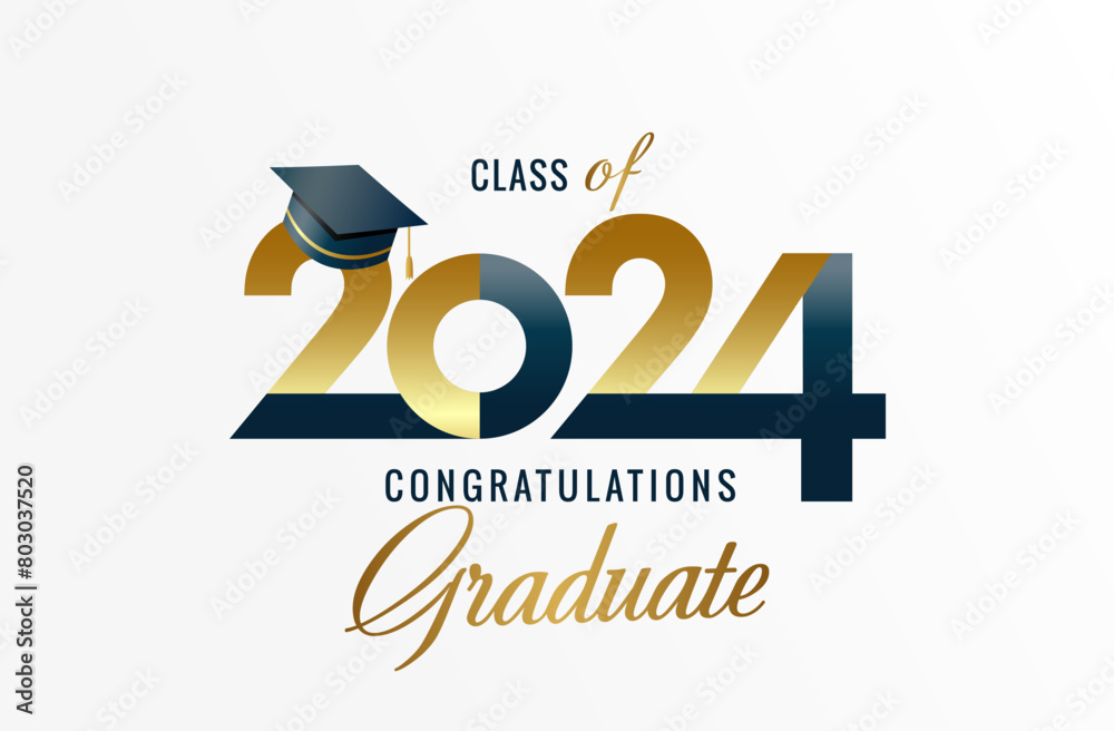 Class of 2024, Congratulation Graduate typography logo design. Congrats ...