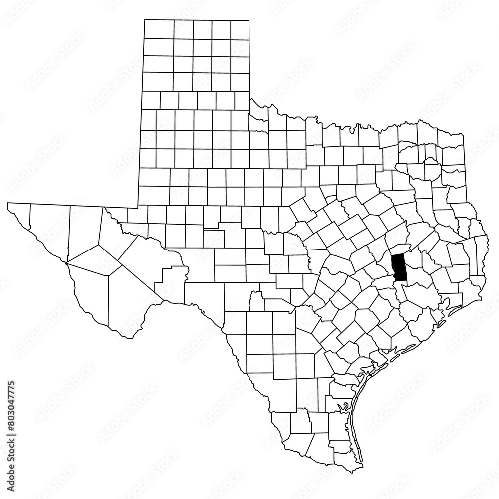Map of Grimes County in Texas state on white background. single County ...