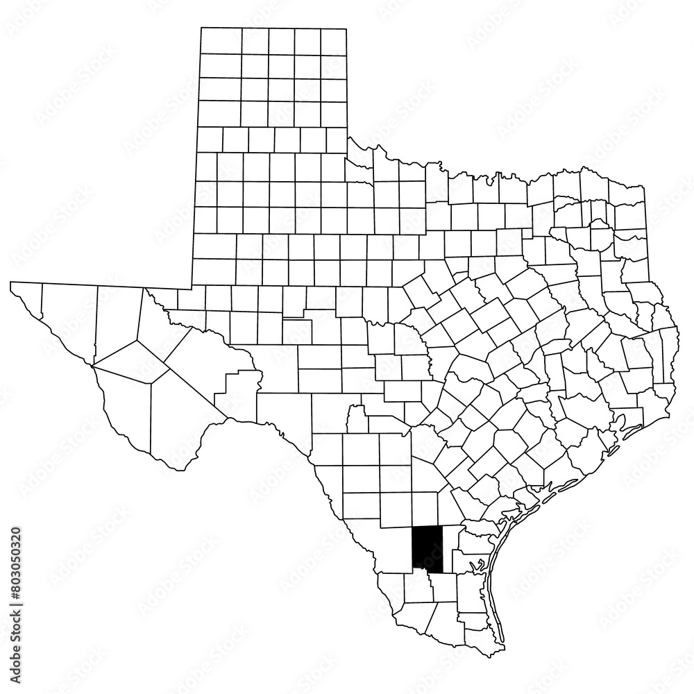 Map of Duval County in Texas state on white background. single County ...