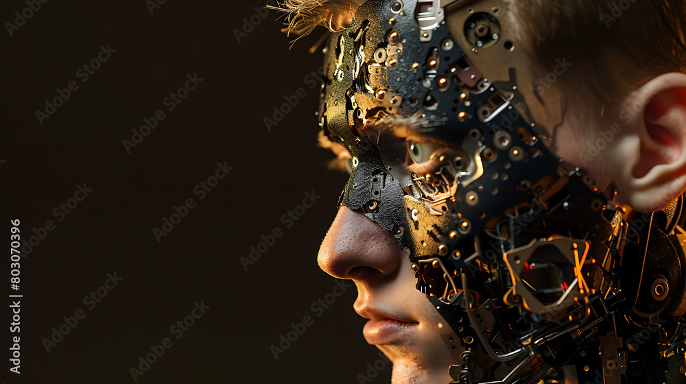 Stock-Foto „AI Assimilation: Human to Robot Transition with Joyful AI ...