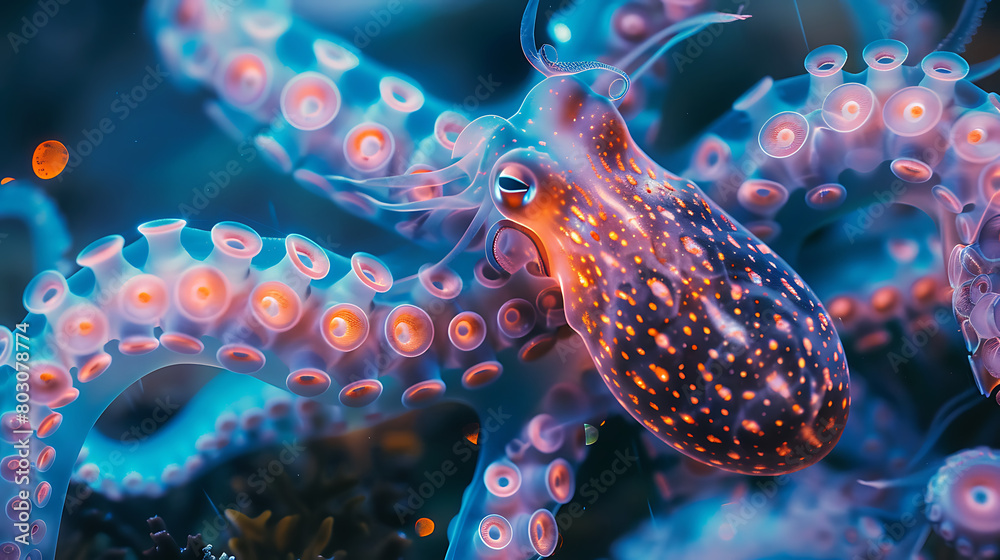 Holographic Enchantment: Transparent Octopus Closeup - Macro Special ...