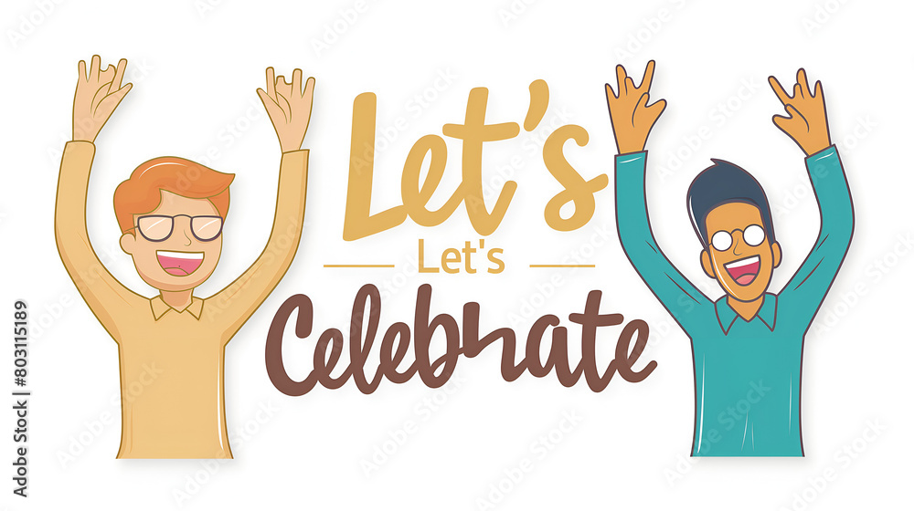 let' celebrate text in cartoon design Stock Illustration | Adobe Stock