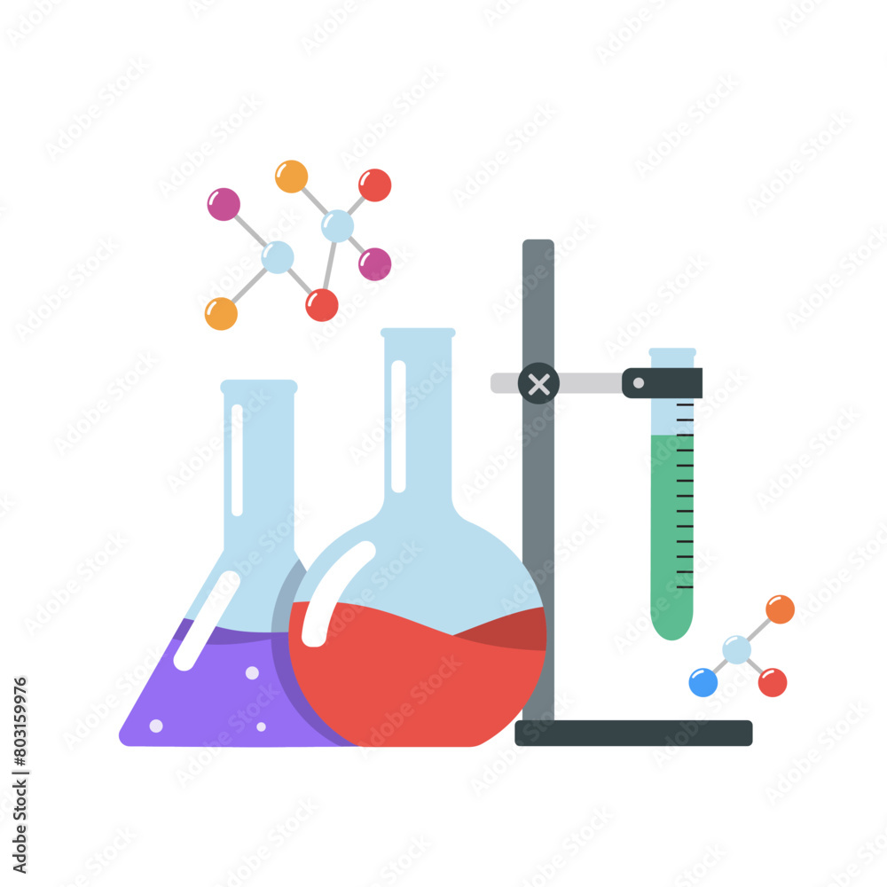Chemistry laboratory vector illustration. Chemistry flasks. Stock ...