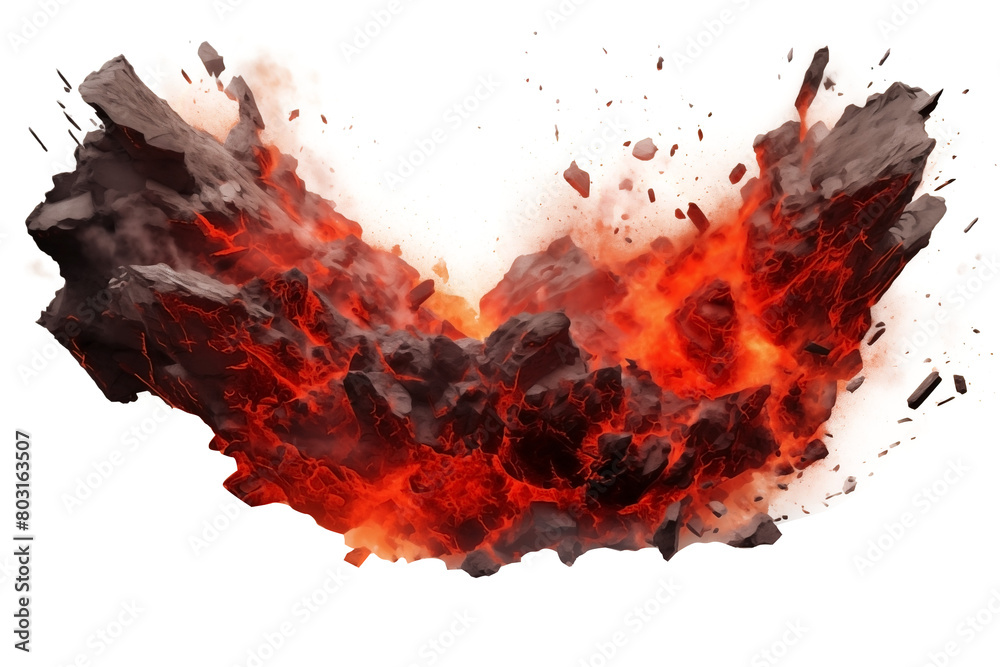 Red lava Explosion border with Flying rocks PNG Boom Detonation ...