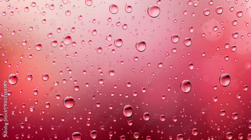 Water drop texture on red glass background. Realistic dew bubble ...