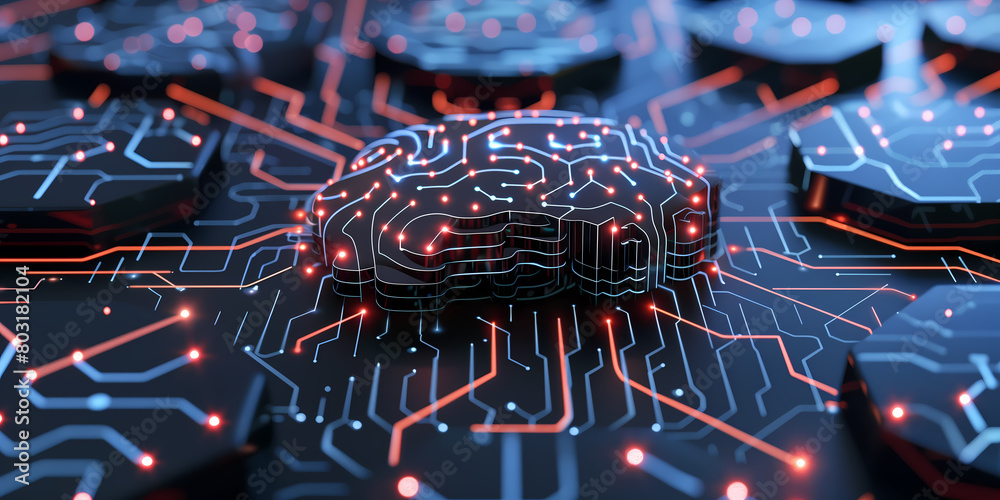 Neural circuit and electronic cyber brain in a quantum computing system, concept of artificial ...