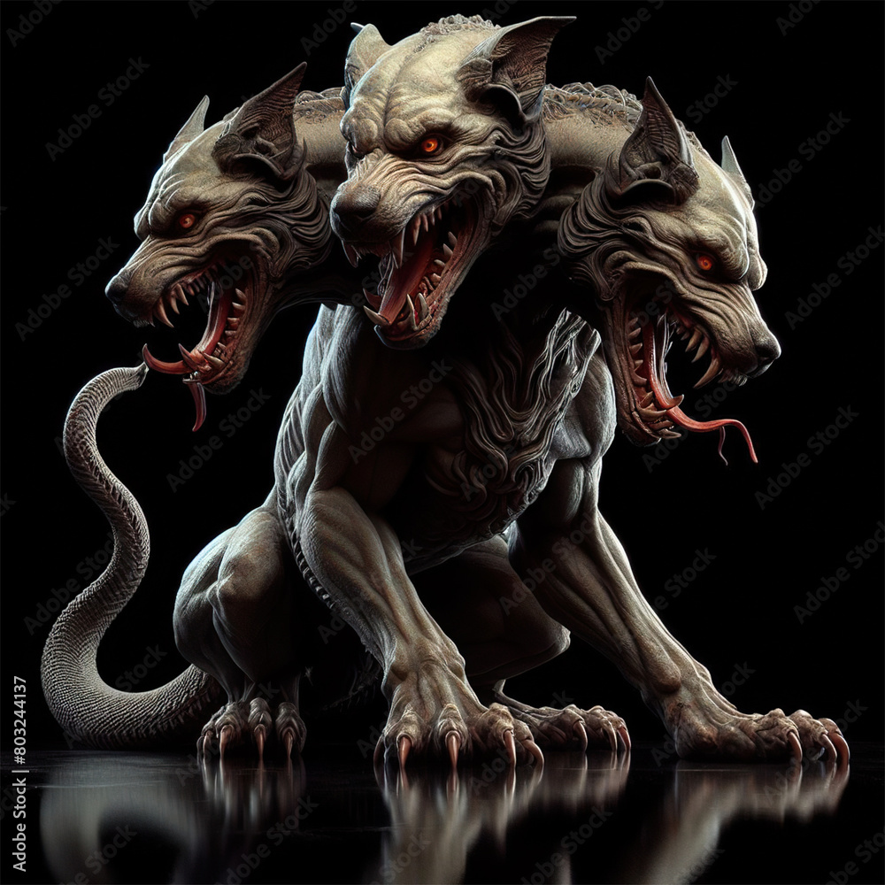 ภาพประกอบ Stock Cerberus, the mythological dog with three heads ...