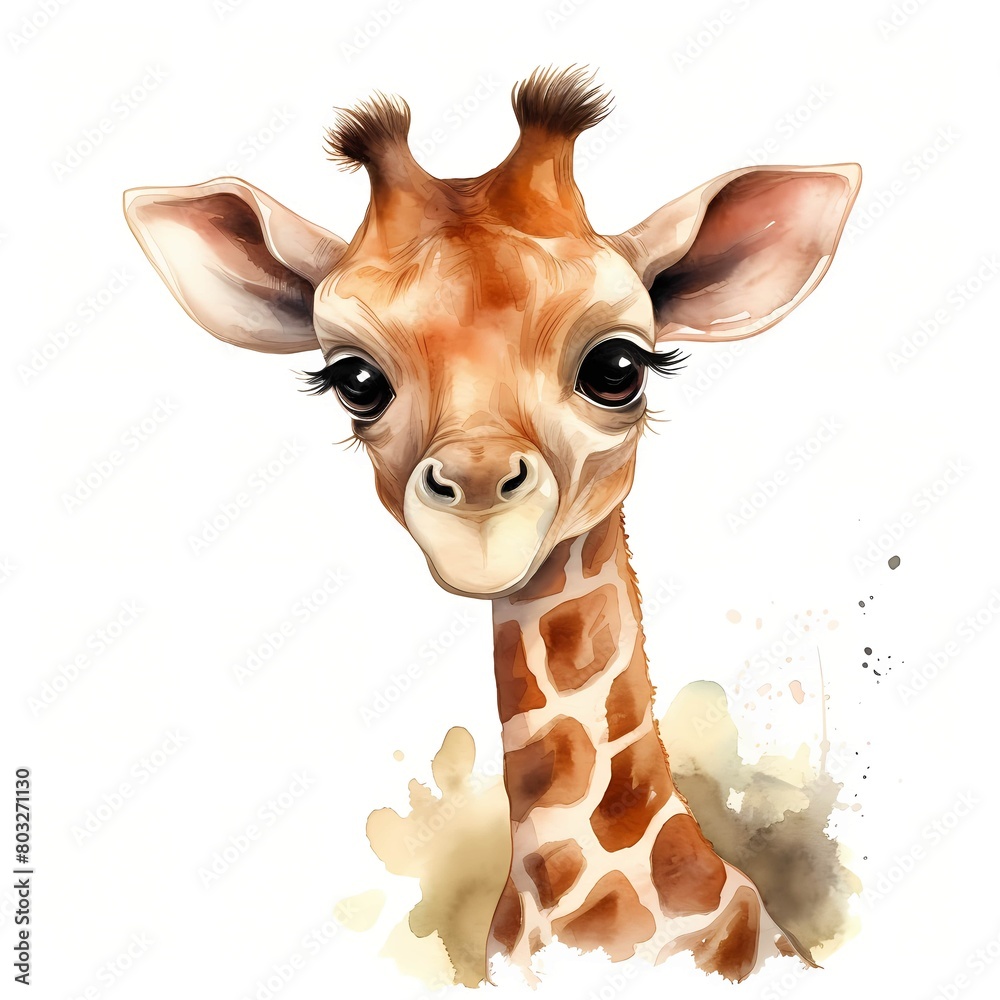 Baby giraffe. Cute giraffe. Safari animal clipart. Watercolor ...