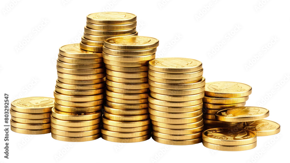 PNG Shiny golden coins tower money white background investment. Stock ...