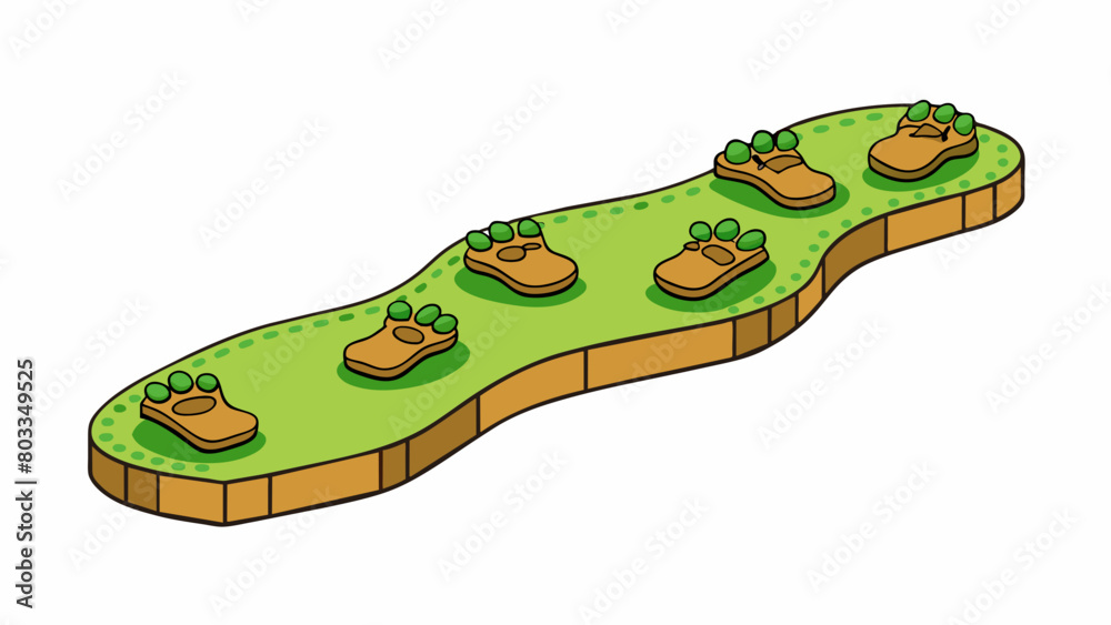 A set of footprints imprinted on a hiking trail showing the way to ...