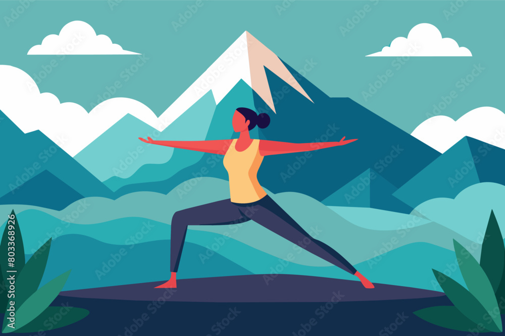 person in a dynamic yoga pose, their body forming a perfect geometric ...