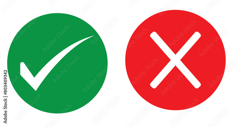 Tick and cross checkmark icon. Check mark and wrong mark icon design ...