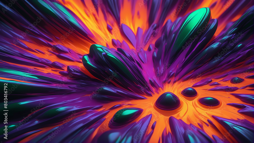 Visuals of liquid magma in shades of royal purple, emerald green, and ...