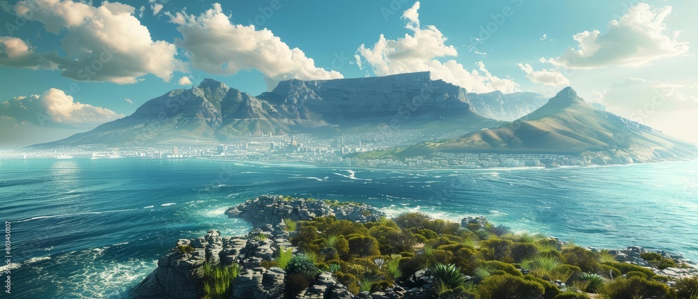 Table Mountain is a flat-topped mountain forming a prominent landmark ...
