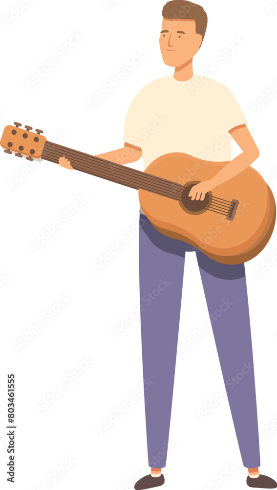 Training guitar lesson icon cartoon vector. Modern boy. Audio event ...