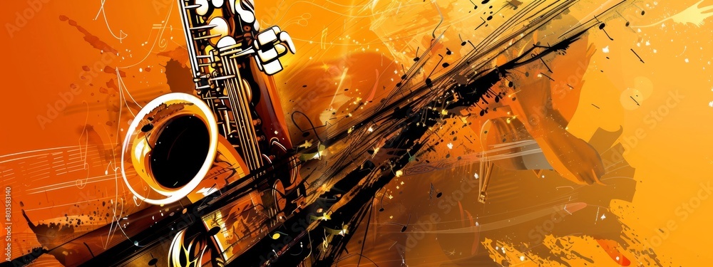 Dynamic illustrations of music instruments, notes, or performers for ...