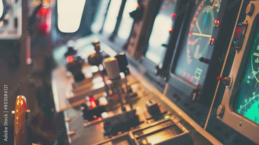 Installation of navigational equipment on a ship's bridge, close-up ...