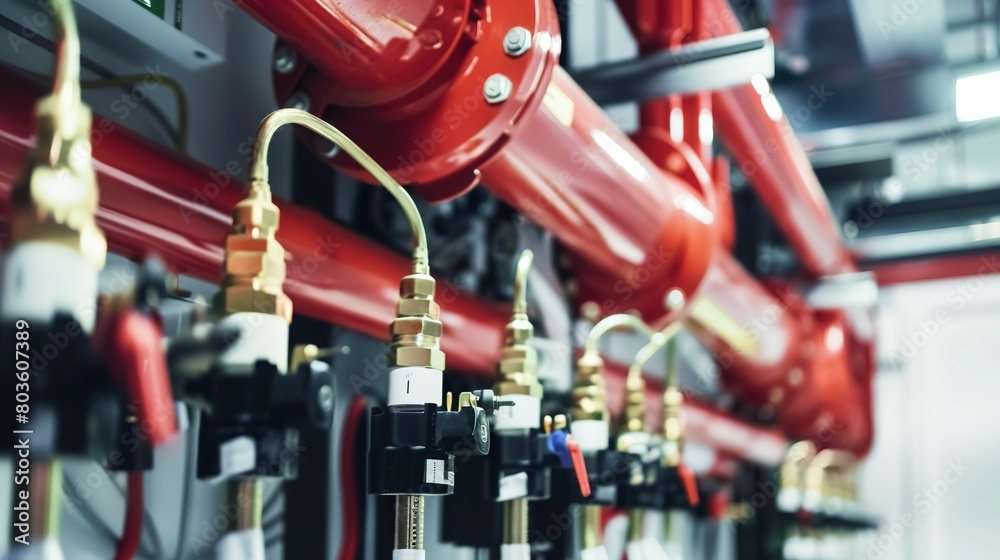 Configuring fire suppression system in a server room, close-up ...