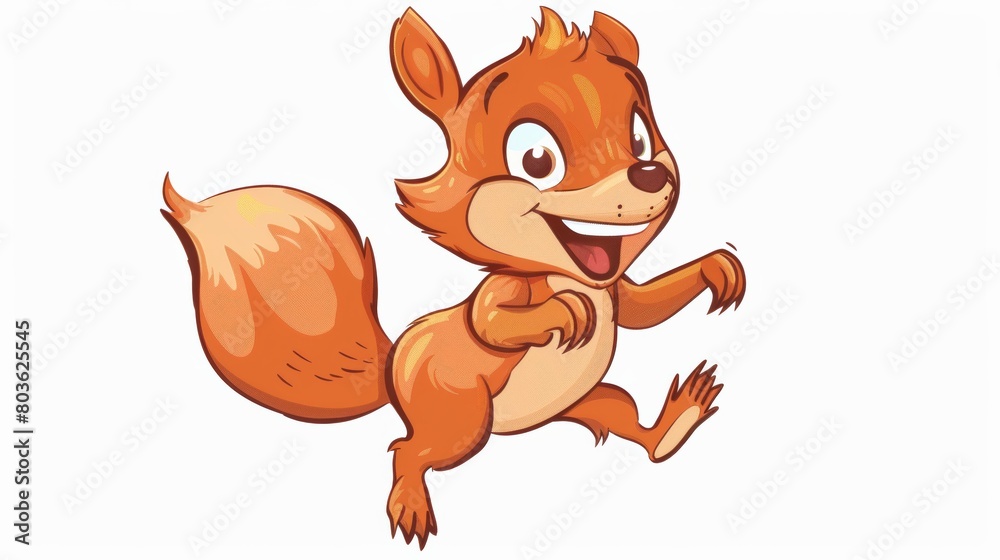 Cartoon happy running squirrel clip art. Illustration with simple ...