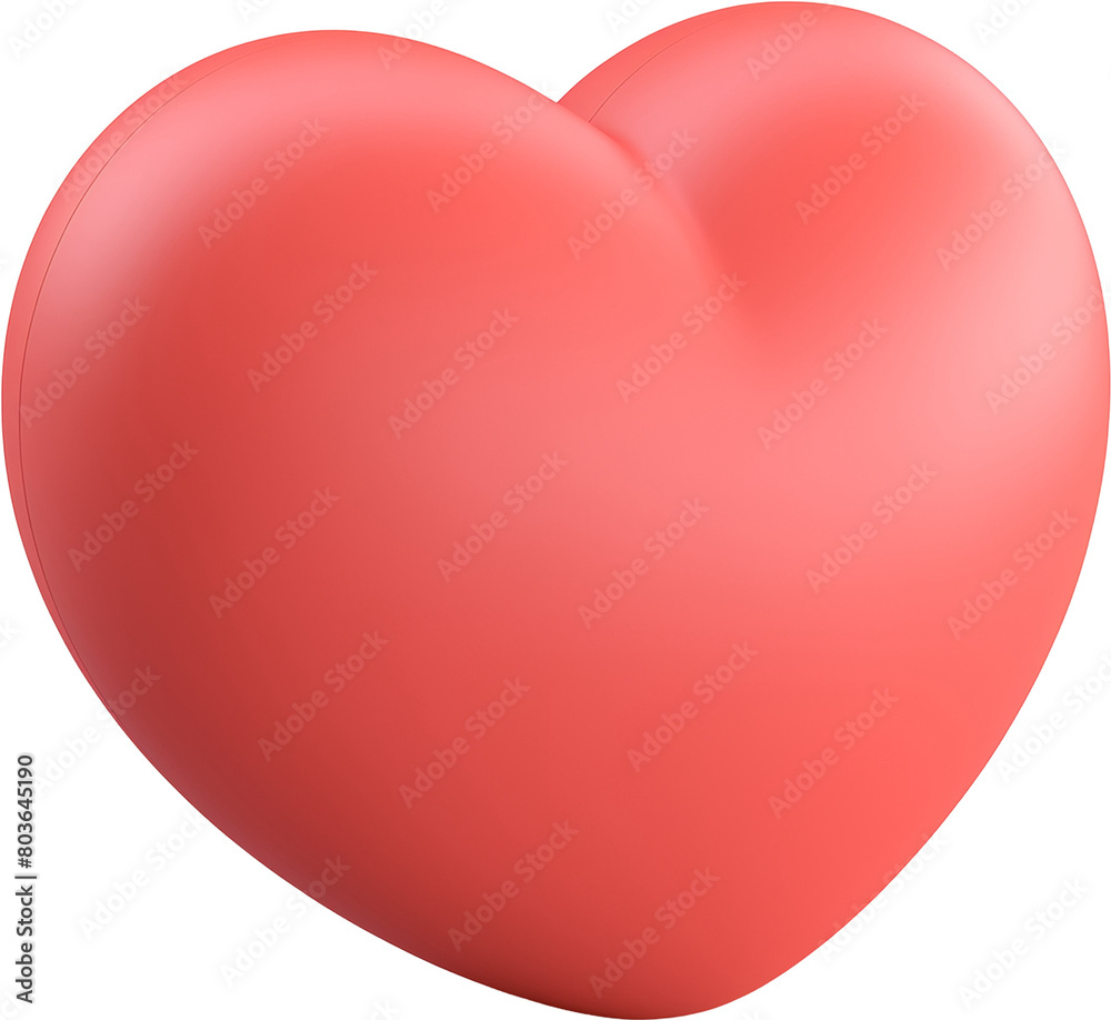 rounded 3d red gradient heart, view from above, isolated on a ...