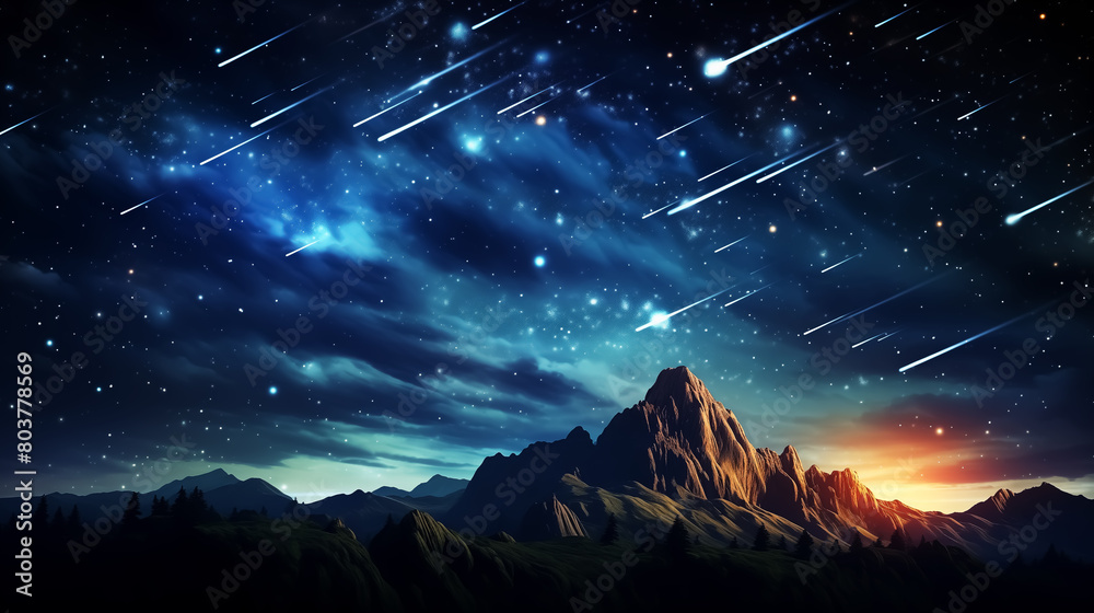shooting stars, meteor shower, starry night, Wall Art Poster Design for ...