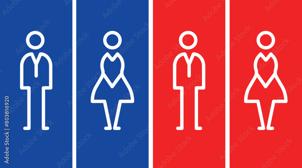 toilet sign ladies and gents restroom signage outline drawing style ...