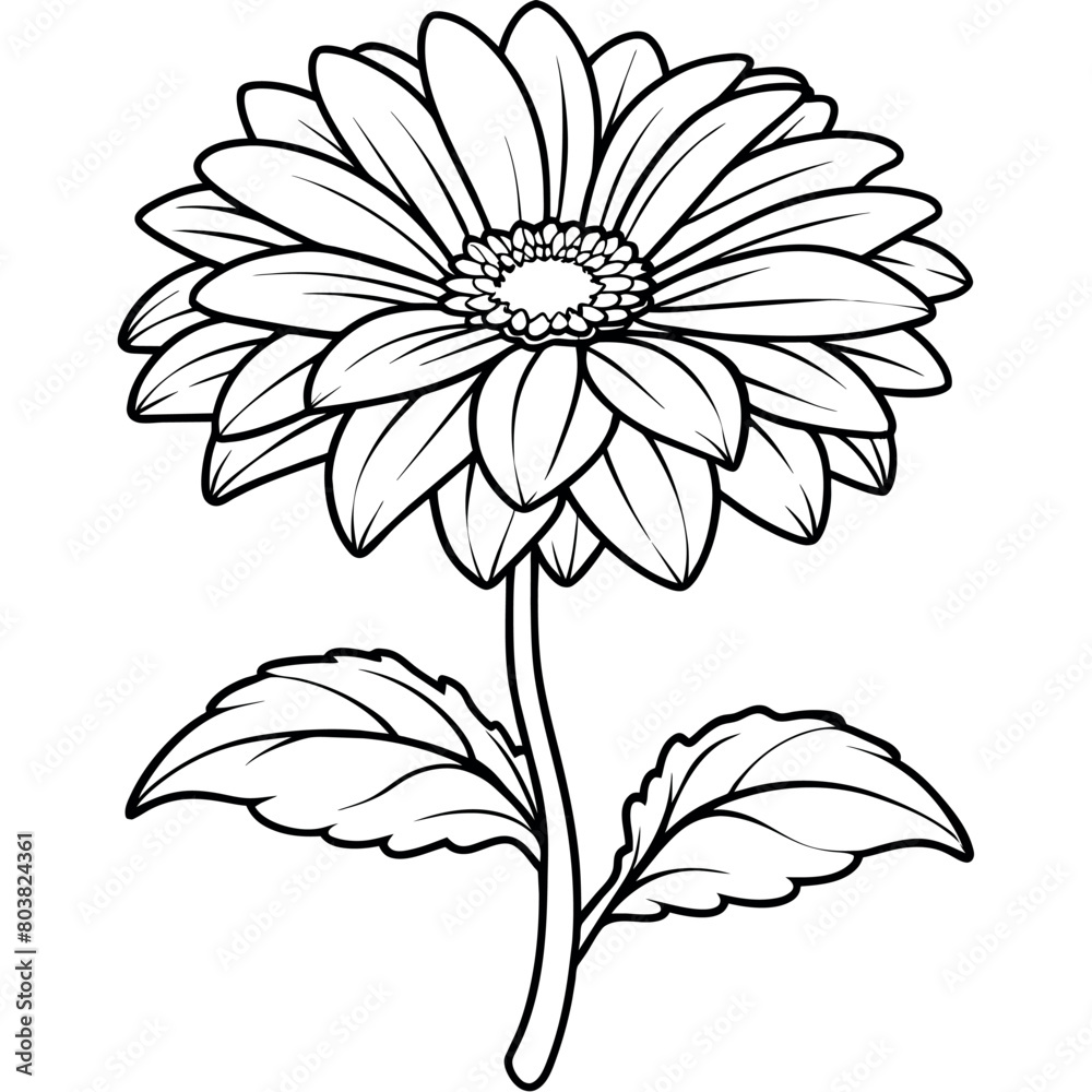 Gerbera flower plant outline illustration coloring book page design ...