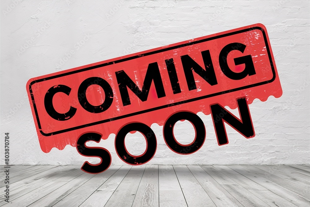 Vector realistic isolated red rubber stamp of "Coming Soon" logo for ...