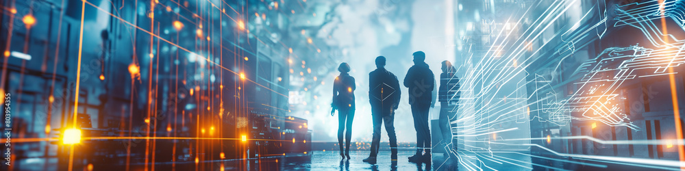 Futuristic technology concept: Team of engineers and professional ...