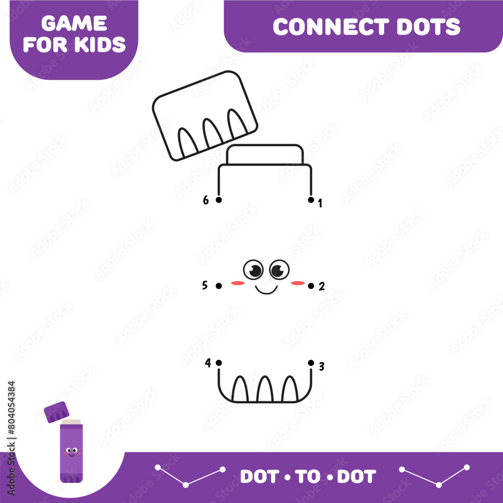 Vector de Stock Glue stick character. Connect dots for kids. Dot to dot ...