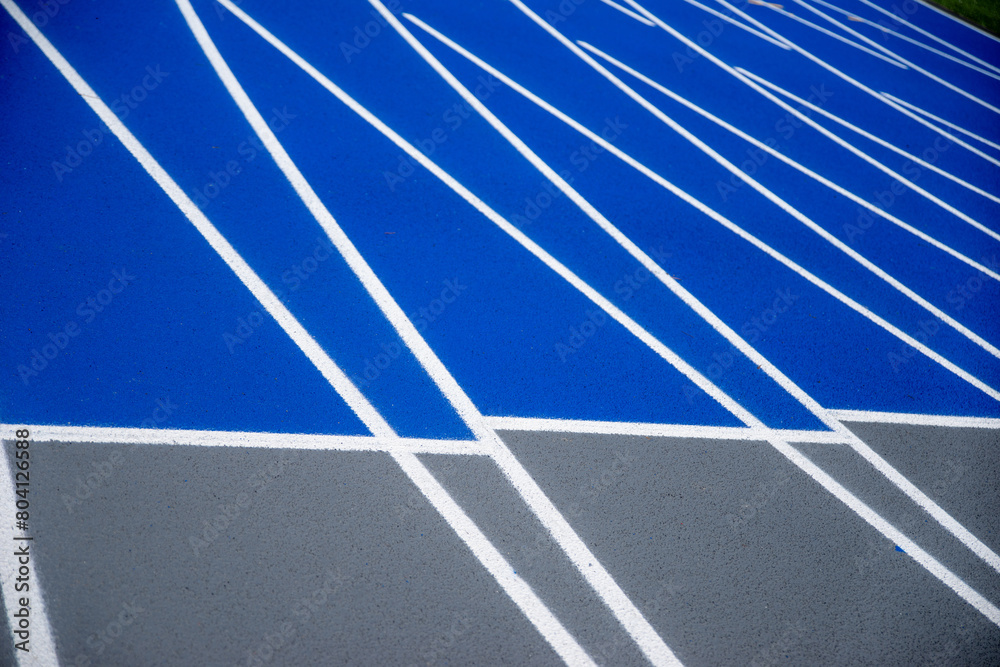 New athletic track background blue and gray with surface texture and ...