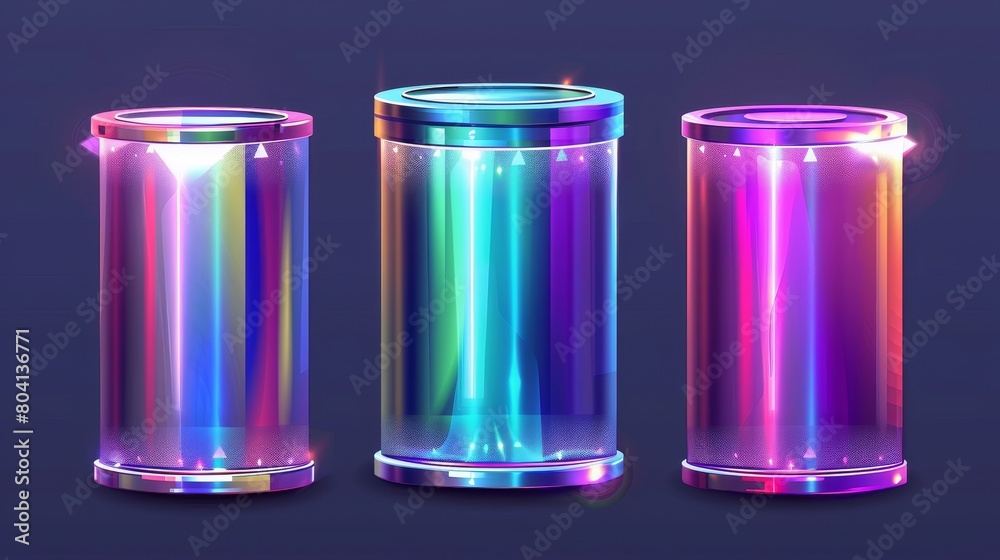 The hologram product podium consists of three steps, two steps, and a ...