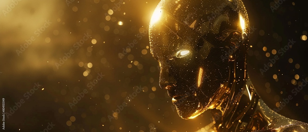 An alien entity fashioned from the rarest of metals, shining brightly ...