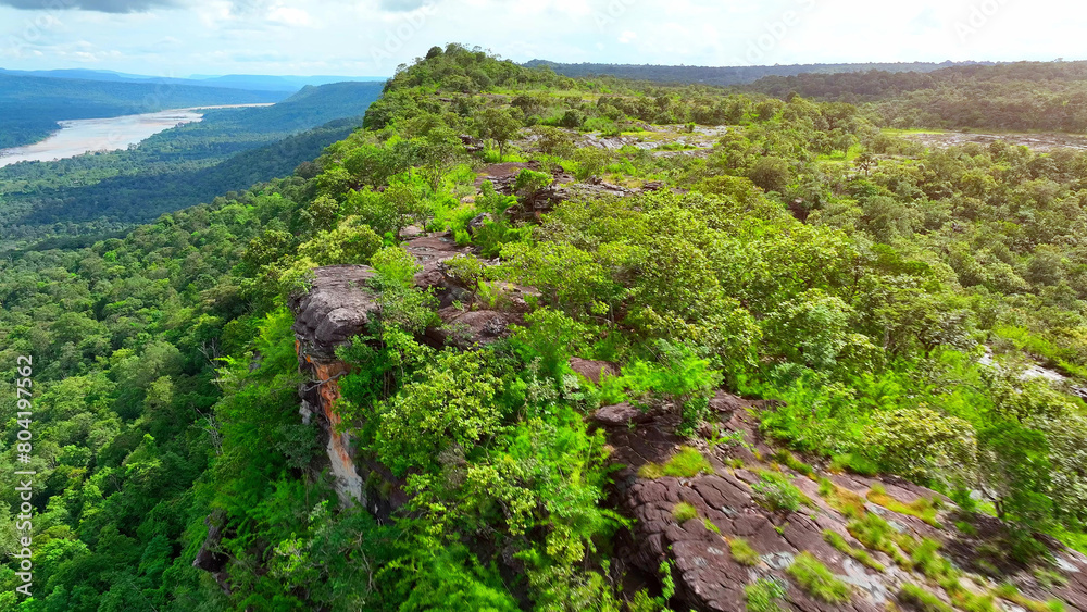 Pha Taem cliffs overlook the majestic Mekong River, offering a stunning ...