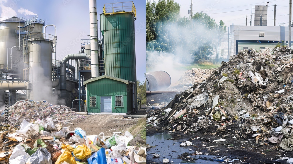 Waste to Energy: Images showing waste incineration plants, biogas ...