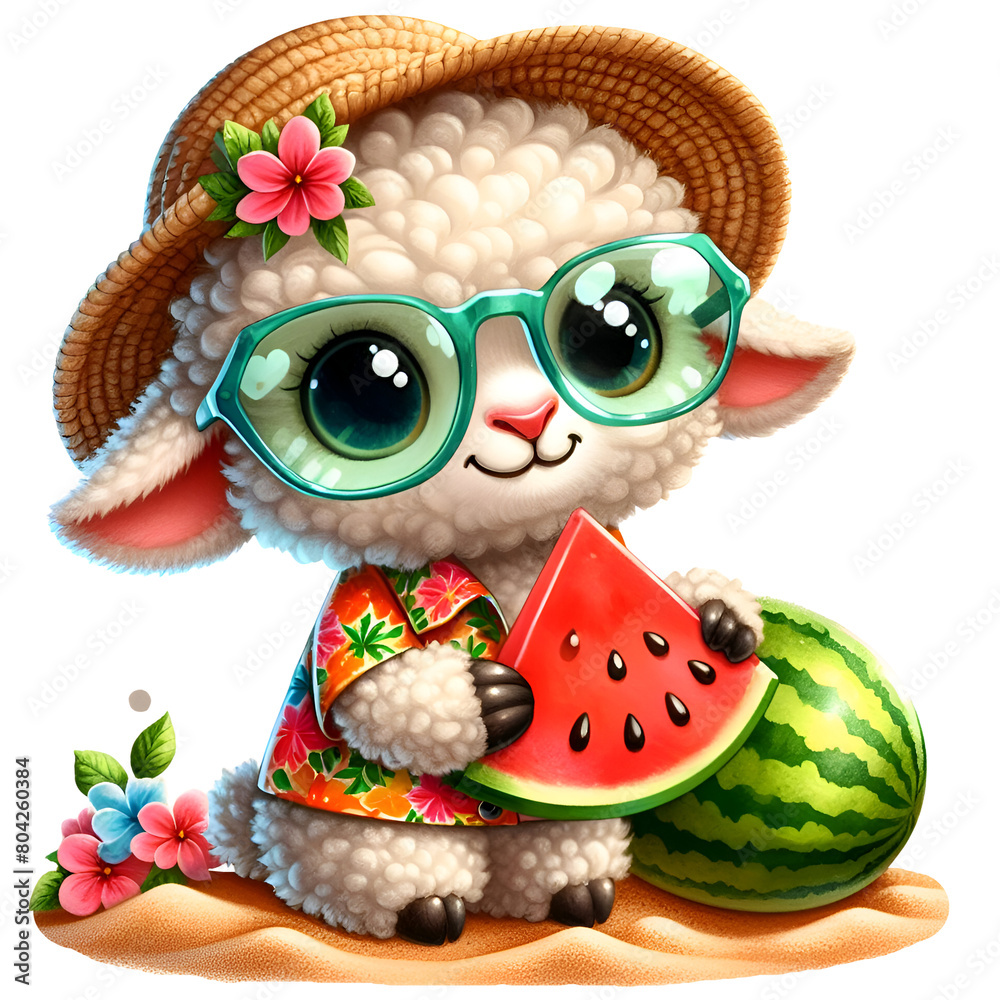 Ilustración de Stock Summer Animals Clipart, Summer Beach PNG, Cute ...